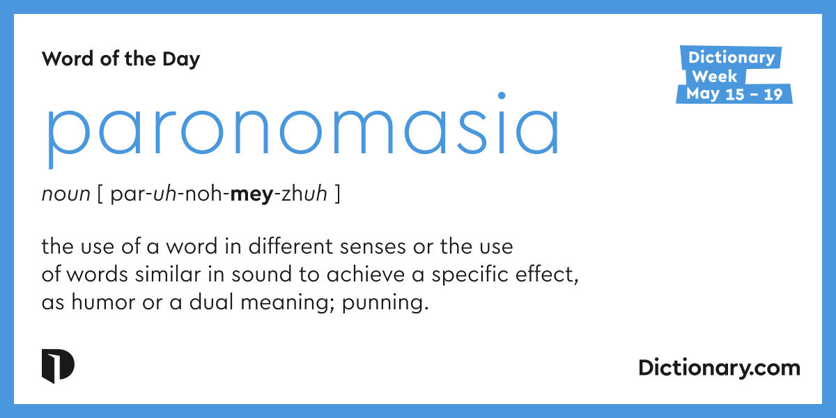 Word of the Day - paronomasia | Dictionary.com
